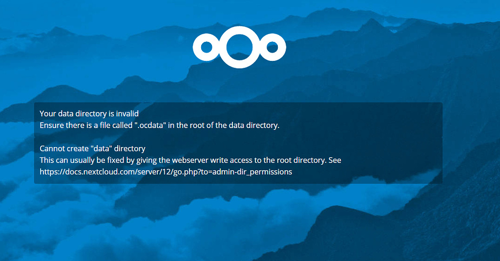 [NextcloudPi] ERROR Your data directory is invalid Ensure there is a file called ".ocdata" in ...