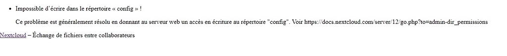This problem is usually solved by giving the web server write access to the config directory ...