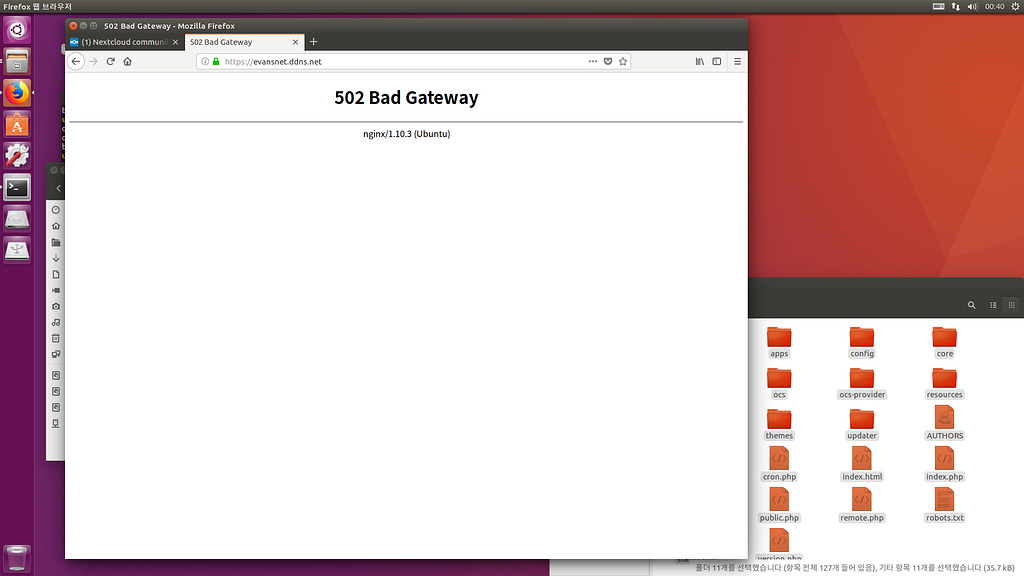 502 bad gateway after installation on nginx environment - ℹ️ Support - Nextcloud community