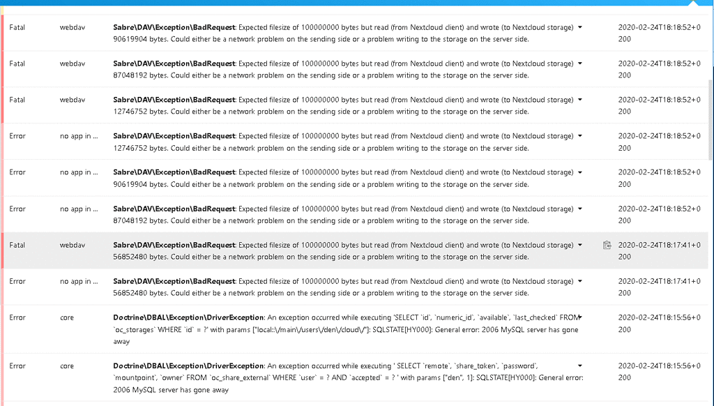 Sabredavexceptionbadrequest Expected Filesize Of 100000000 Bytes ℹ️ Support Nextcloud 
