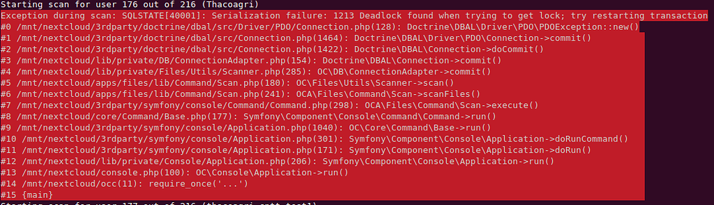 Occ file scan errors: Exception during scan - ℹ️ Support - Nextcloud ...