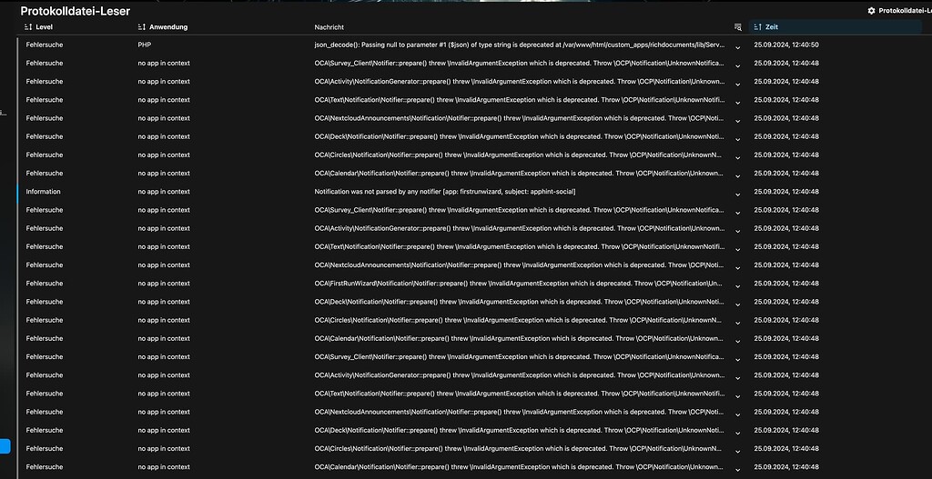 Multiple errors in log, but no idea from where - ℹ️ Support - Nextcloud community