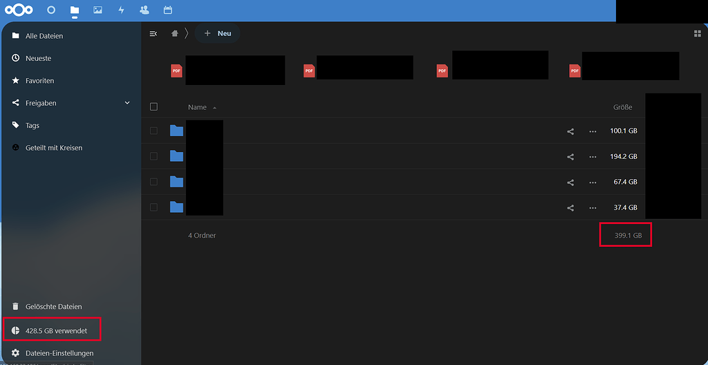 NC 27 - Storage mismatch used vs. actual used space - ℹ️ Support ...