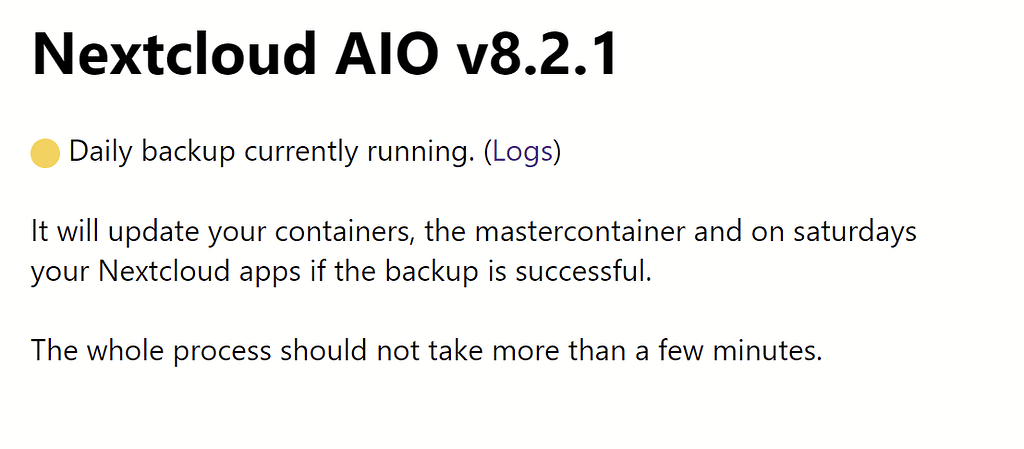 Nextcloud down and daily backup stuck - 📦 Appliances (Docker, Snappy, VM, NCP, AIO) - Nextcloud ...