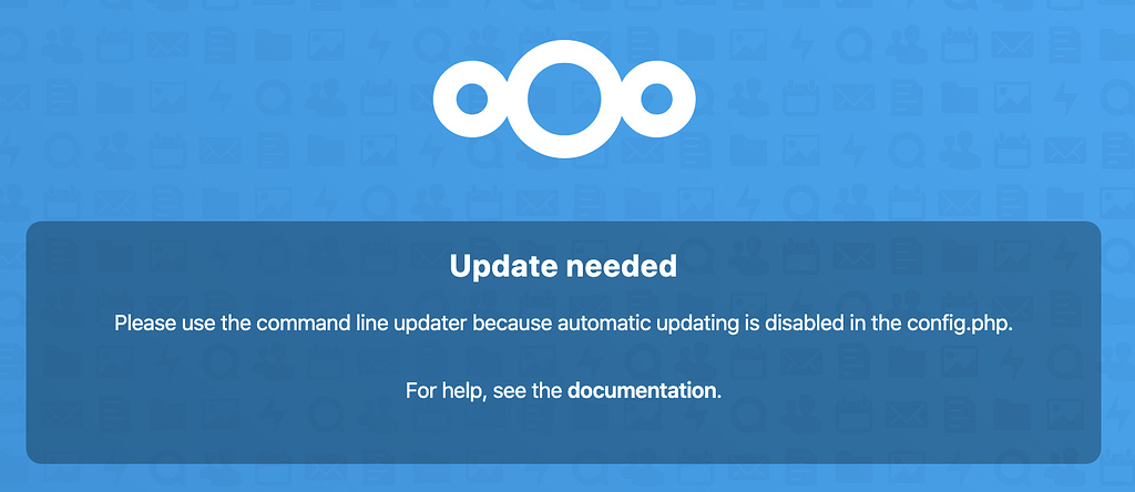 Update needed - WEB-UI locked - 📦 Appliances (Docker, Snappy, VM, NCP, AIO) - Nextcloud community