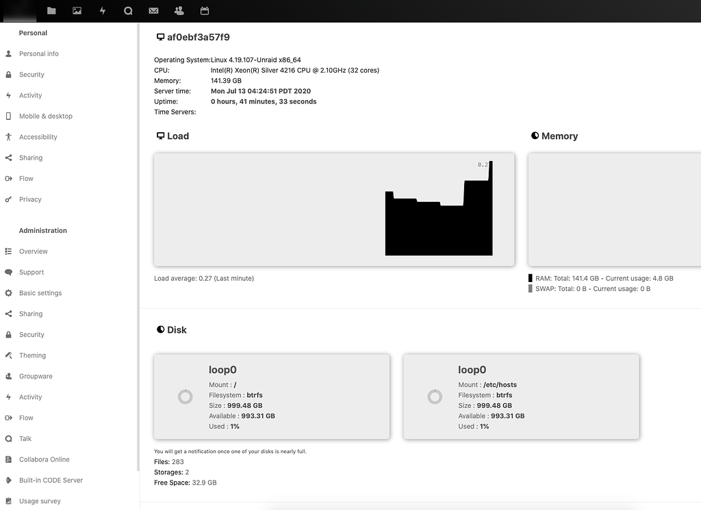 Problems With Disk Space And Quota In A Docker Installation 📦 Appliances Docker Snappy Vm