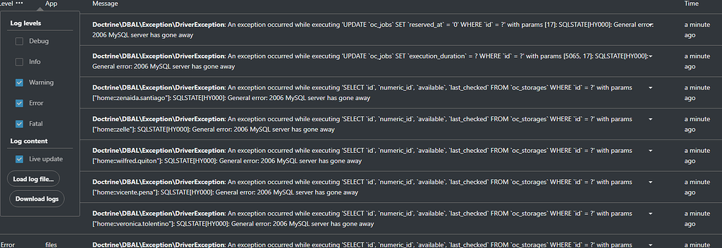 Internal Server Error Mysql Server Has Gone Away ℹ️ Support Nextcloud Community