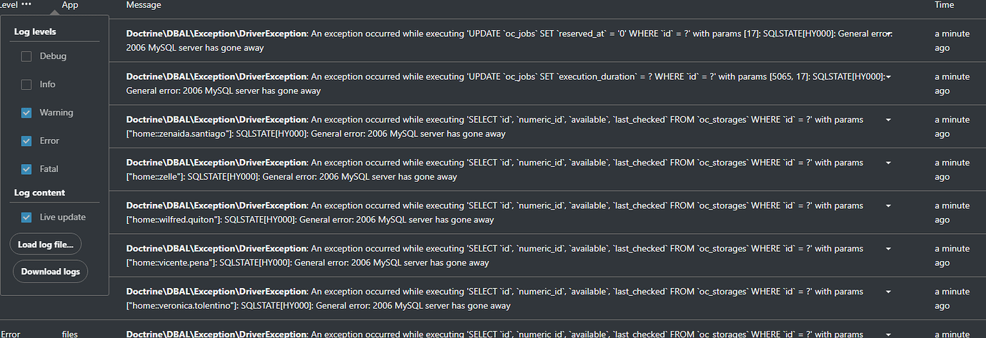 Internal Server Error Mysql Server Has Gone Away ℹ️ Support Nextcloud Community