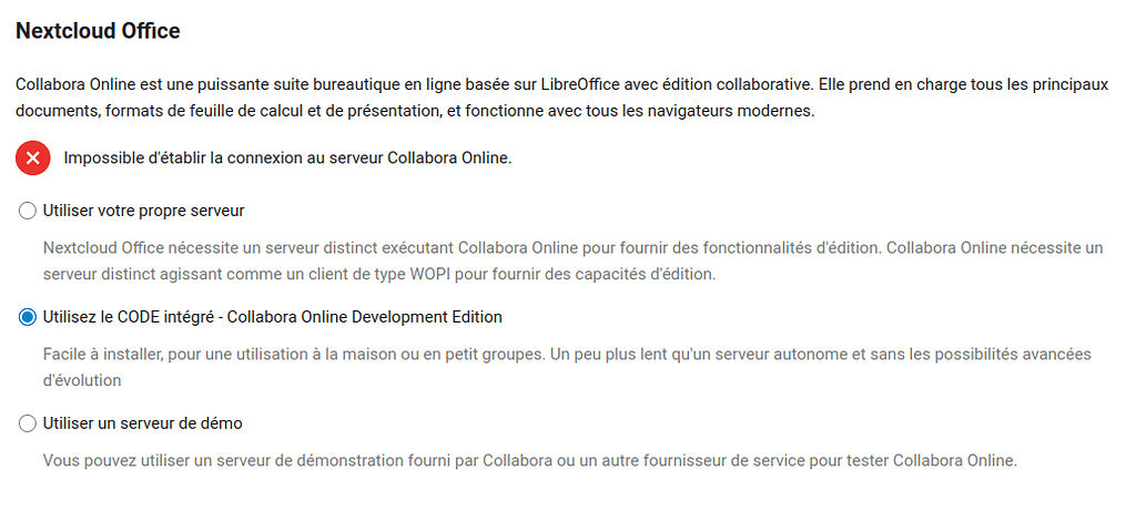 Nextcloud Office - built-in CODE - impossible to connect to Collabora Online server - 📄 Office ...