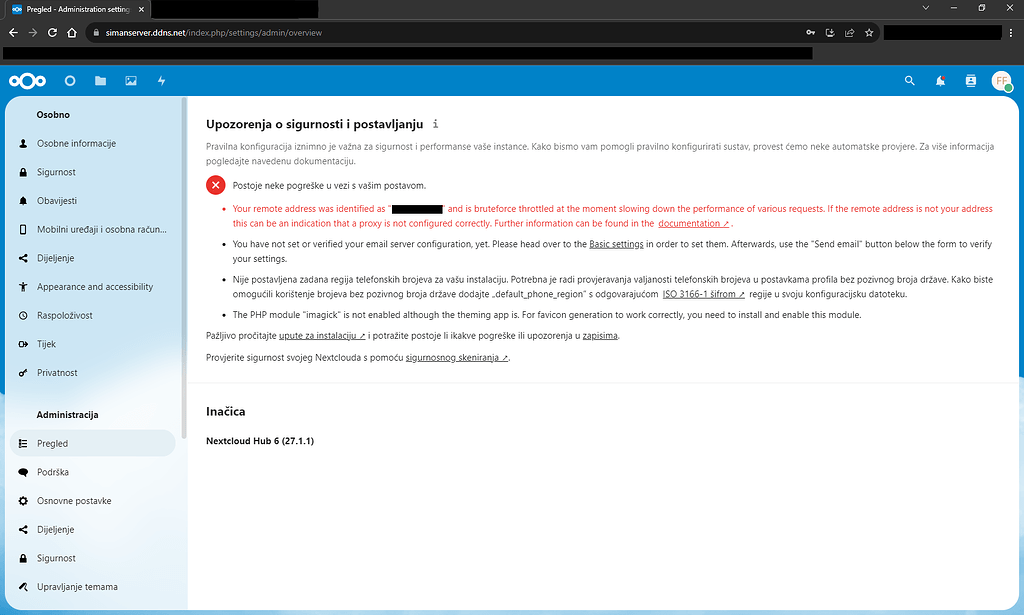 Problem with reverse proxy - bruteforcesettings - Nextcloud community