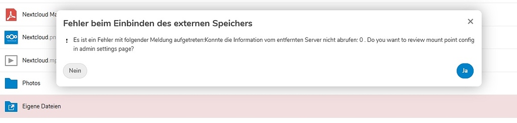 Nextcloud 16.04 error external storage smb/cifs mariadb: Aborted connection to db - ℹ️ Support ...