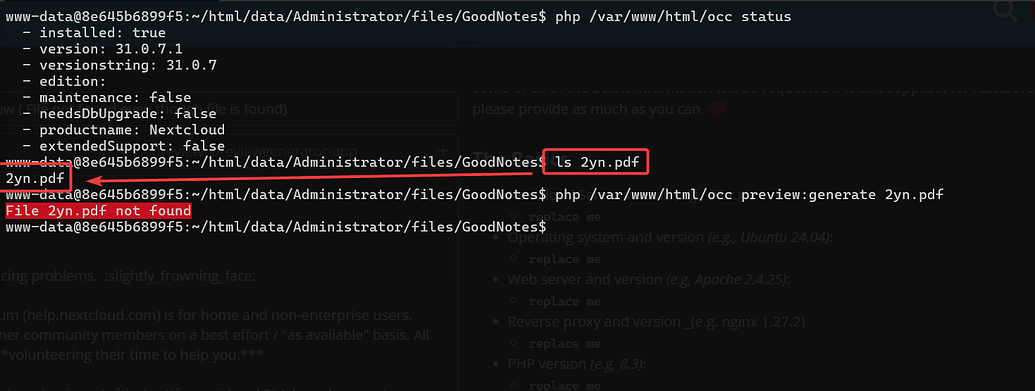 Unable to generate preview ( File not found even though file is found) - ℹ️ Support - Nextcloud ...