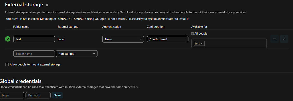 Adding Local Storage. Unable to create folder - 📦 Appliances (Docker, Snappy, VM, NCP, AIO ...