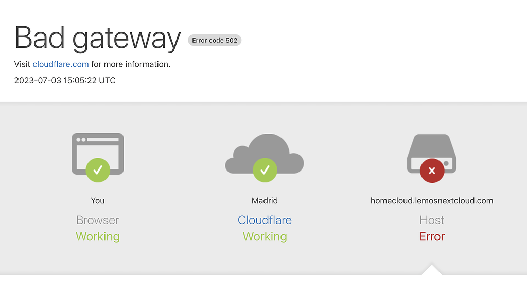 502 - Bad gateway error - ℹ️ Support - Nextcloud community