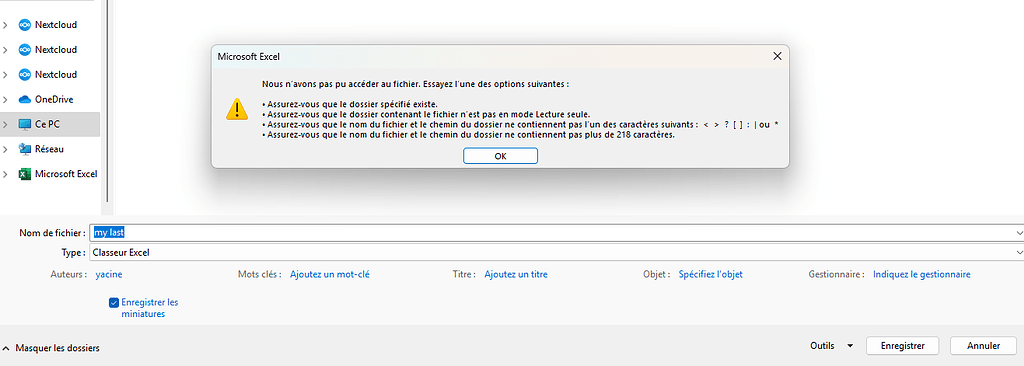 Issue with 'Save As' in Excel (.xlsx) for Nextcloud Desktop in Group Folders - 📱 Desktop ...