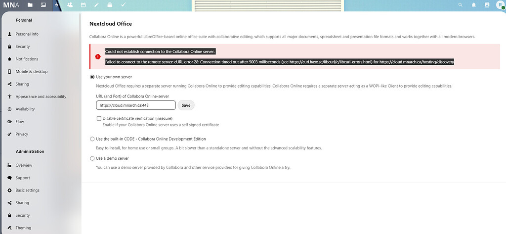 Nextcloud Office not able to start server - 📄 Office - Nextcloud community