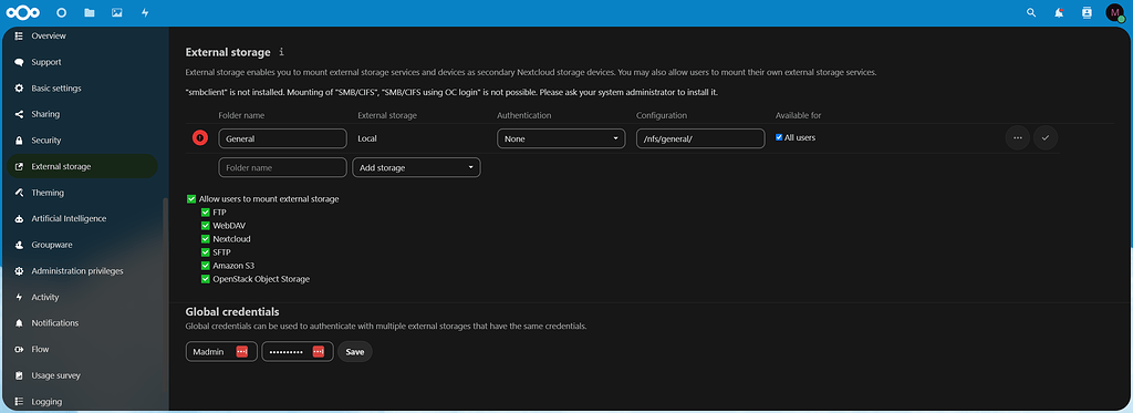 NSF local mount not working NC27 - ℹ️ Support - Nextcloud community
