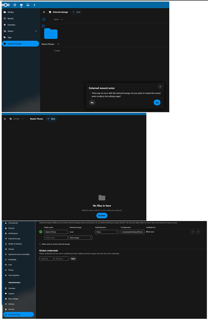 External Storage no longer accessible - ℹ️ Support - Nextcloud community