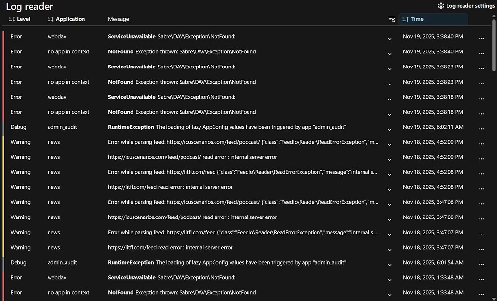 Frequent Errors "Sabre\DAV\Exception\NotFound" - ℹ️ Support - Nextcloud community
