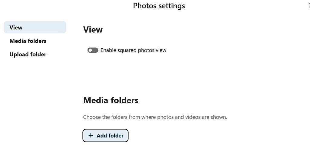 Unable to select folder in NextCloud photos: No Photos showing in 'Photos' Section, Folders not ...