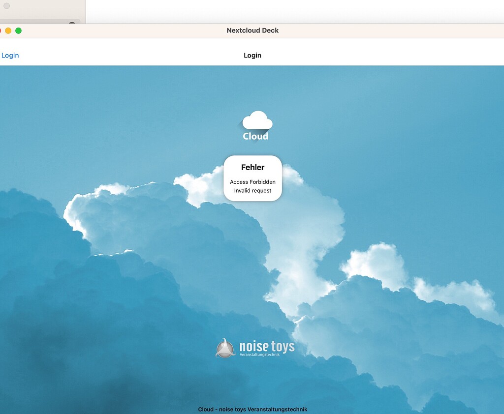 Deck OS App verweigert Anmeldung - ℹ️ Support - Nextcloud community