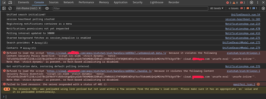 App Element For Nextcloud Riotchat Csp Refused To Load The Script ℹ️ Support Nextcloud 
