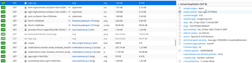 Only Partial Client Side Caching In Browser 🏷️ General Nextcloud Community