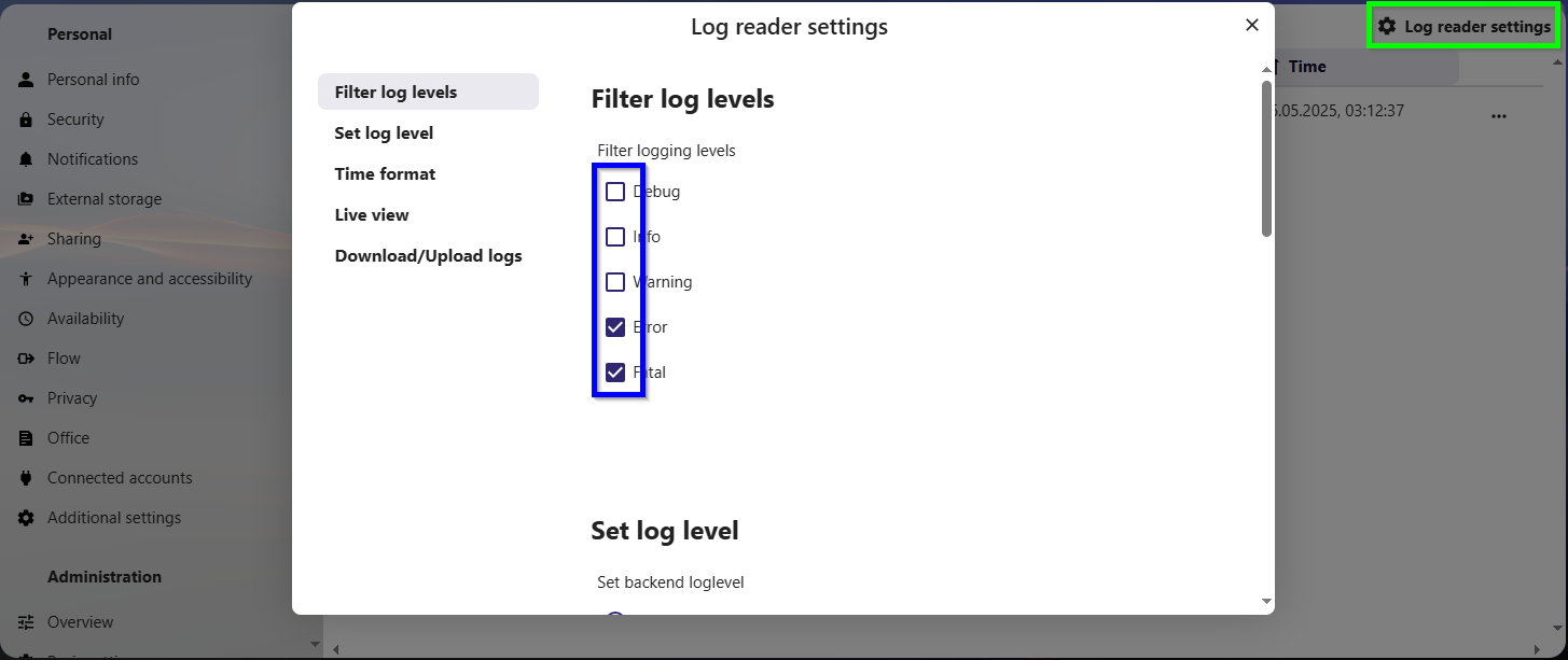 Manage nextcloud.log - ℹ️ Support - Nextcloud community