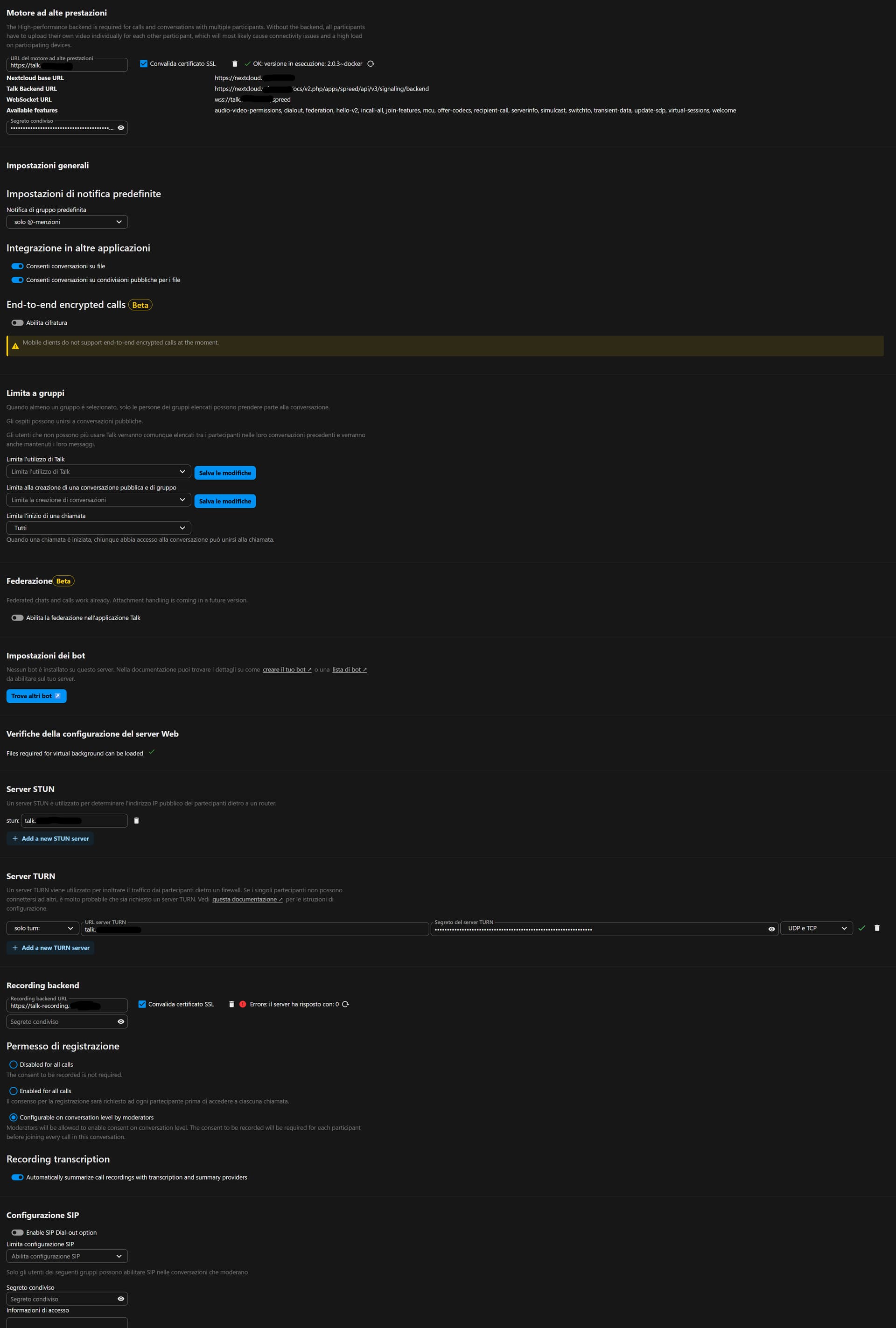 Talk Recording manual not working? - ℹ️ Support - Nextcloud community