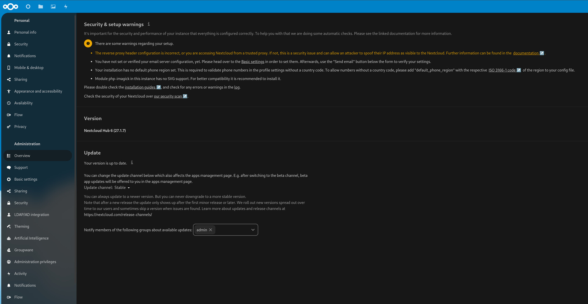 Notification of update still visible after an upgrade - ℹ️ Support - Nextcloud community