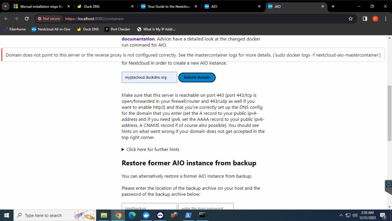 Nextcloud AIO install ( Domain does not point to this server or the reverse proxy is not ...