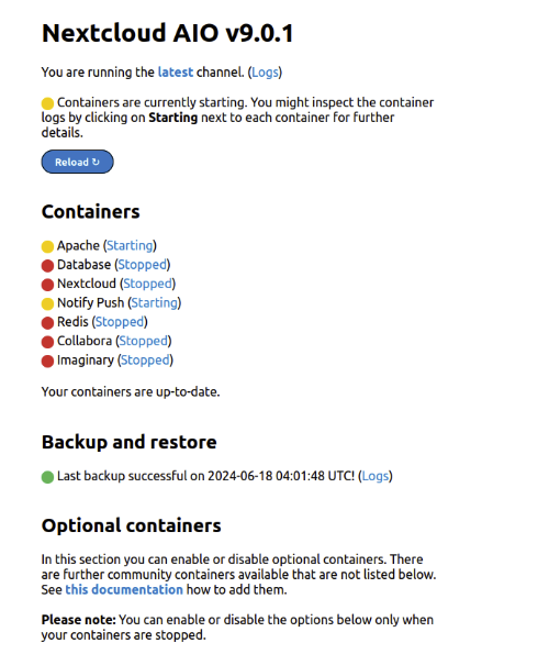 Restore option not available in AIO interface - ℹ️ Support - Nextcloud community