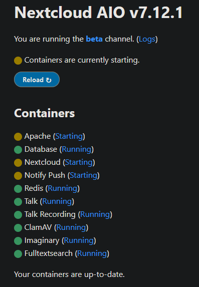 Aio Stuck On Starting Nextcloud Aio Nextcloud Container ℹ️ Support Nextcloud Community