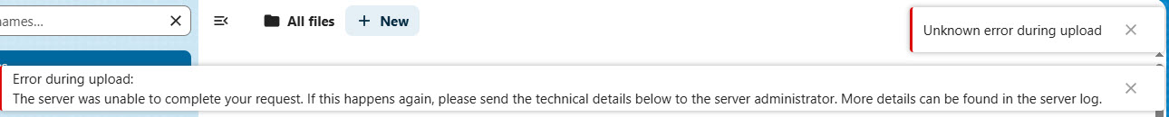 Error during upload, status code 400 // The server was unable to complete your request - ℹ️ ...